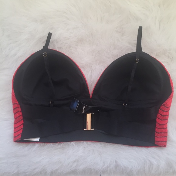 bebe | Tops | Bebe Crop Top Bustier Corset Bra Red Lace Black | Poshmark
